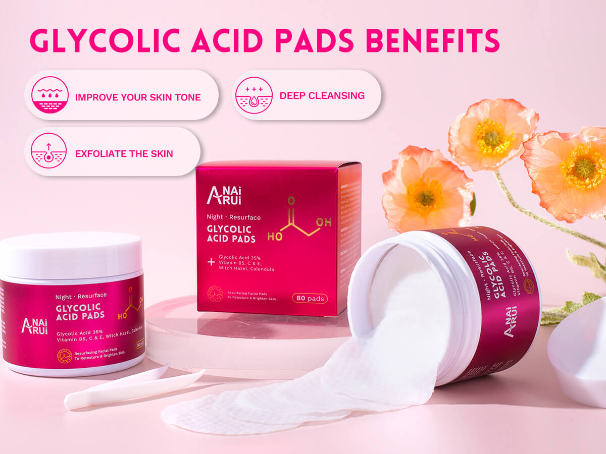 ANAIRUI 35% Glycolic Acid AHA Facial Peel Pads for Exfoliating Dark ...