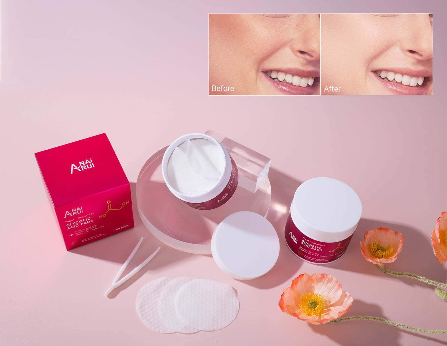 ANAIRUI 35% Glycolic Acid AHA Facial Peel Pads for Exfoliating Dark ...