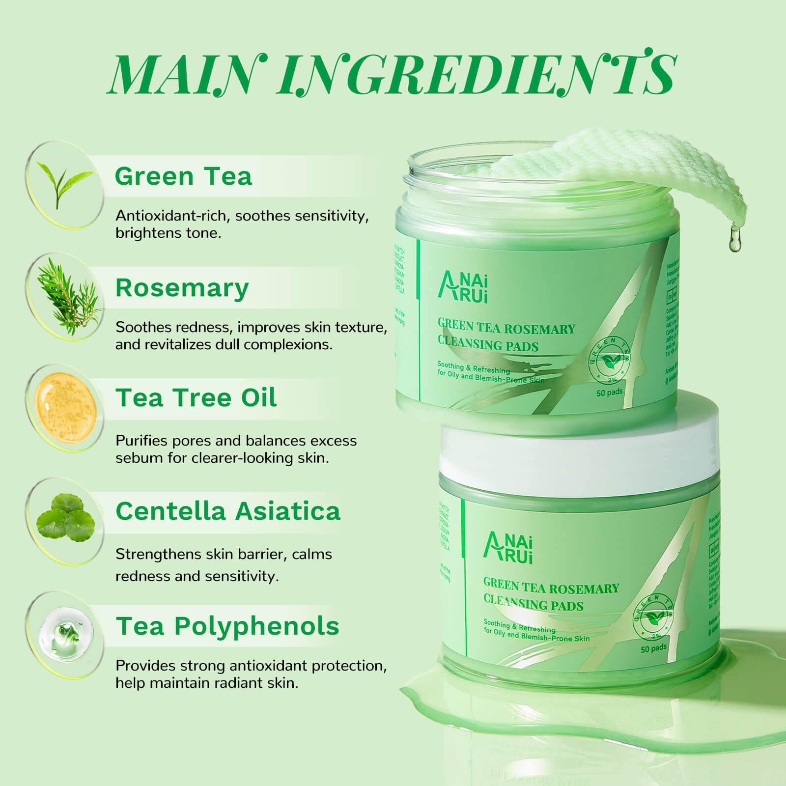ANAIRUI Green Tea Oil-Control Exfoliating Pads