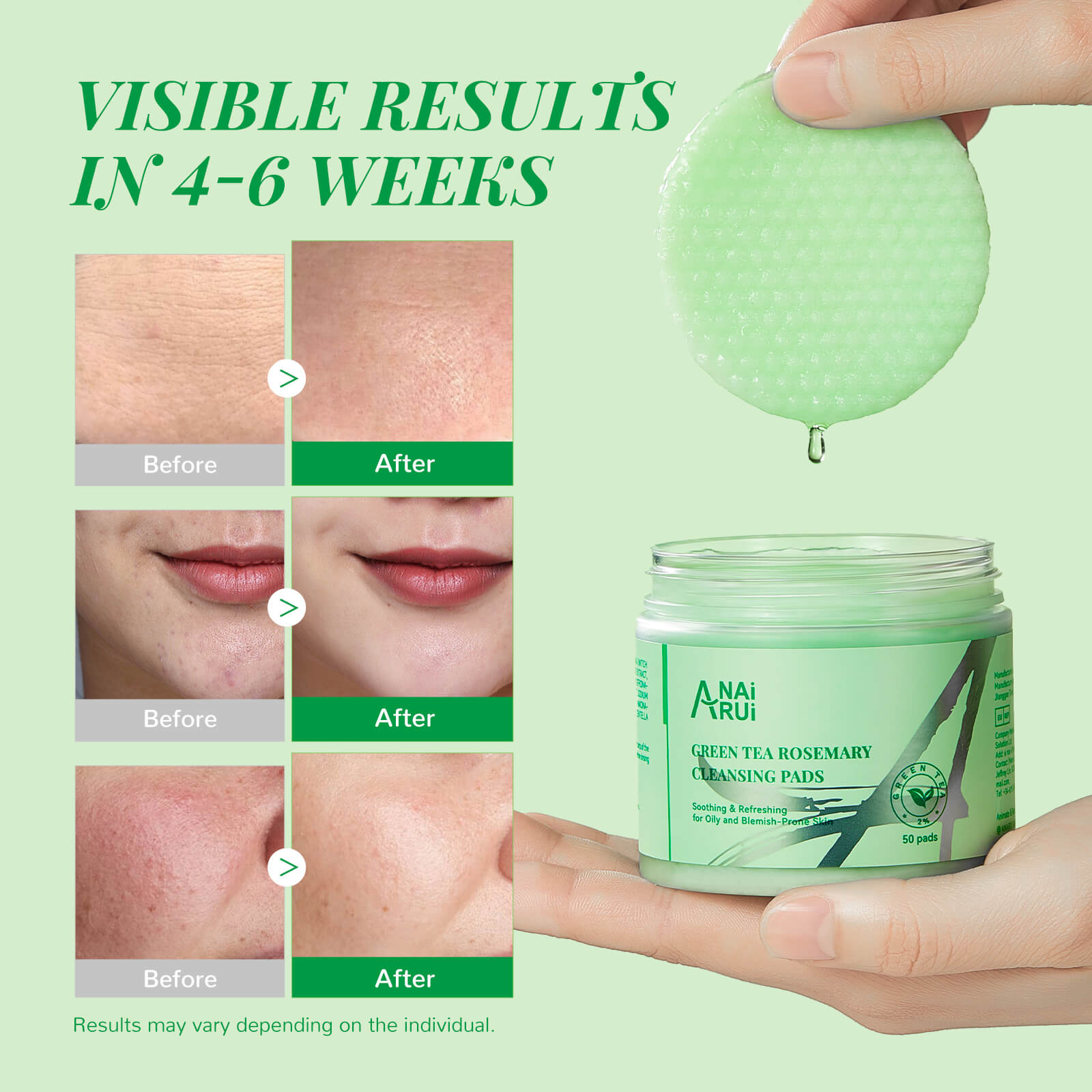 ANAIRUI Green Tea Oil-Control Exfoliating Pads